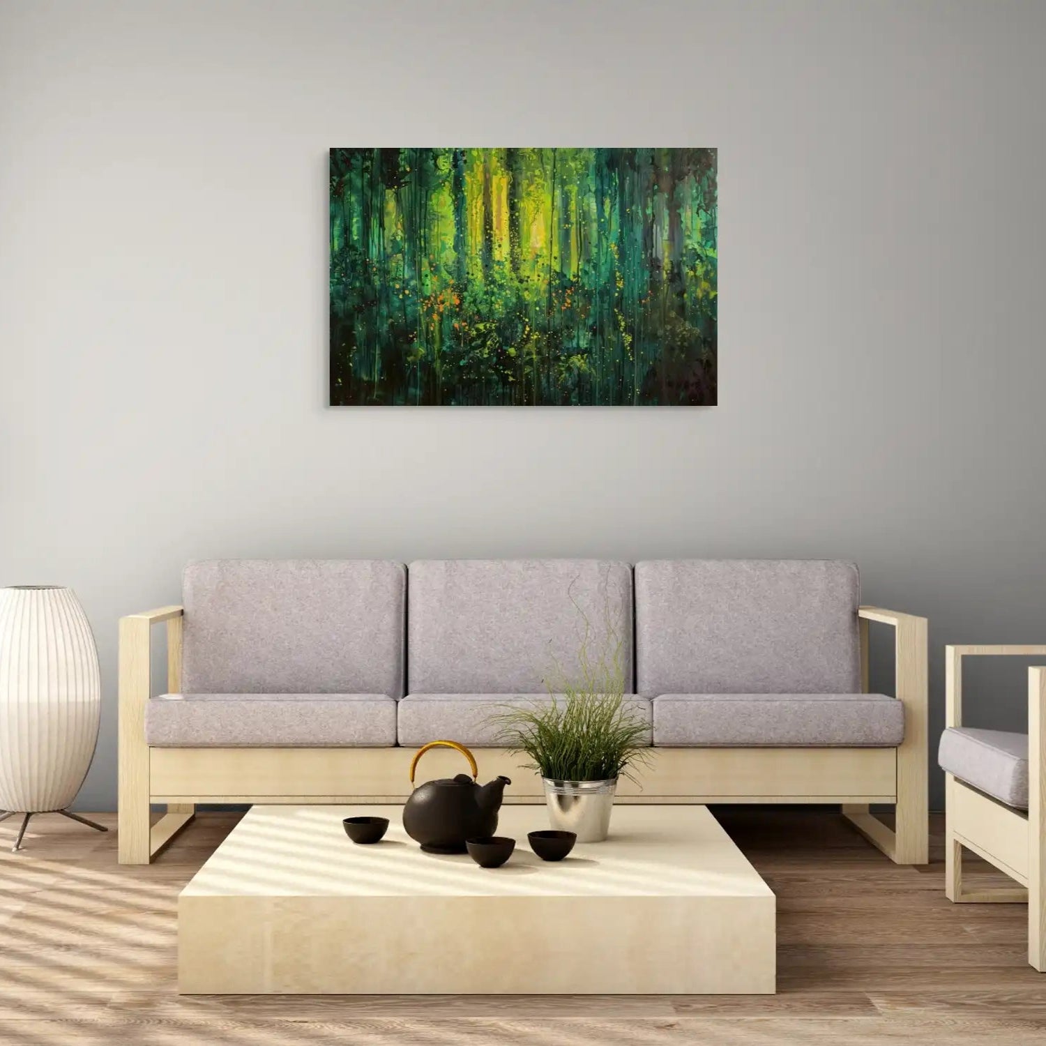 Tableau Abstrait Nature - Éveil Forestier – Art Virtuoso