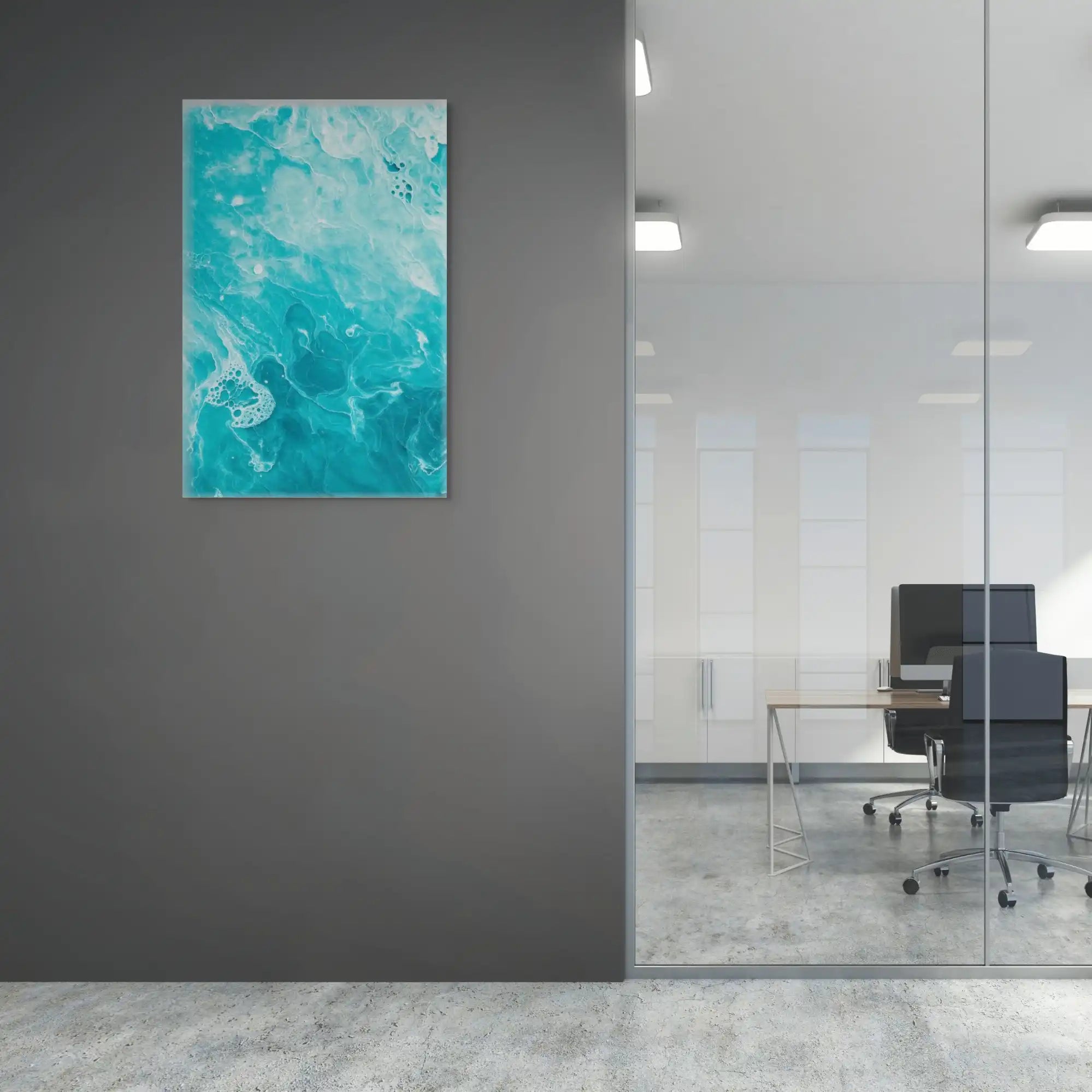 Tableau Bleu Turquoise Abstrait – Art Virtuoso