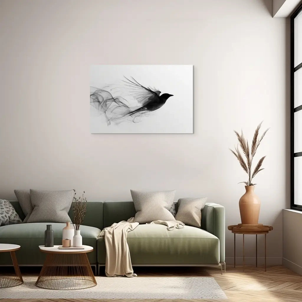 Tableau Simple Noir et Blanc — Oiseau en Vol | Art Virtuoso